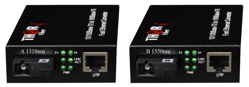 Fast Ethernet Media Converter, Fiber Optic to UTP